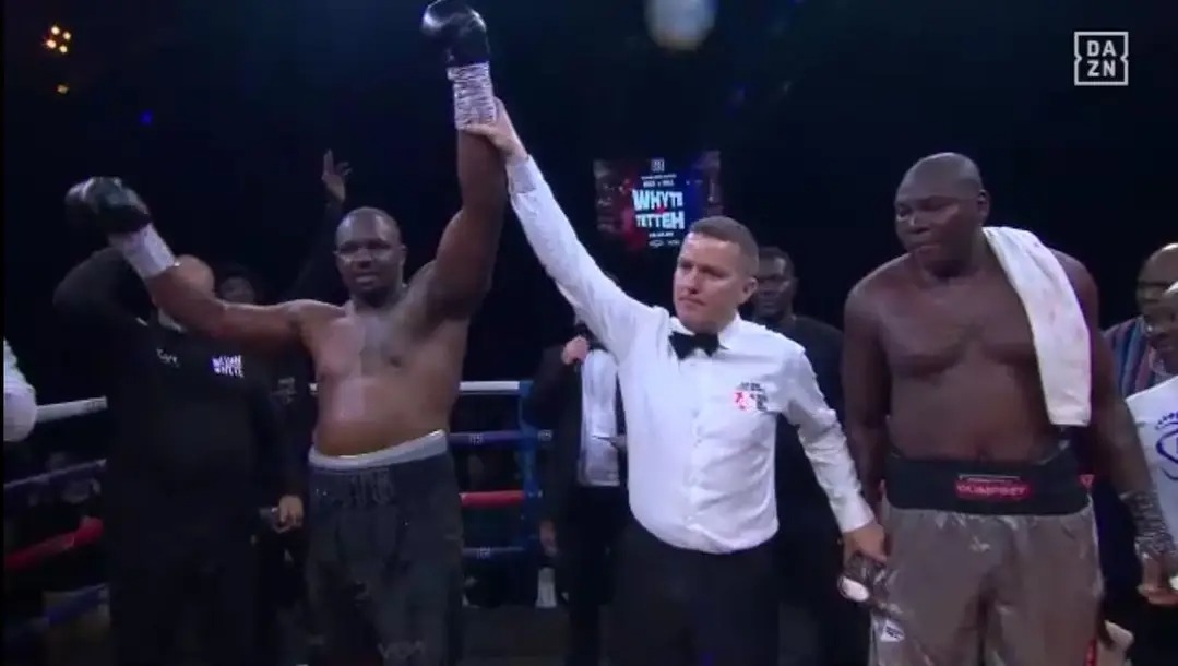 Eben Tetteh of Ghana defeated by Dillian Whyte of United Kingdom in a ...